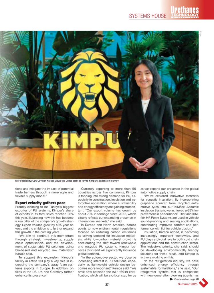 Our CEO Cavidan Karaca’s Interview in the Summer 2025 Issue of Urethanes Technology - Kimpur